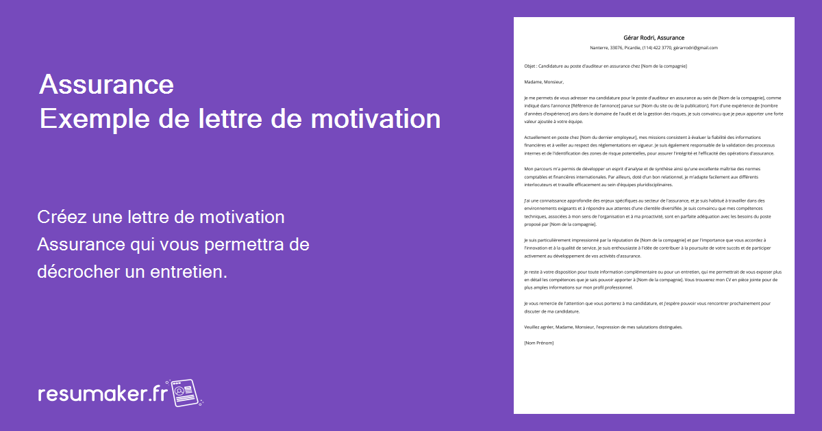 Lettre de motivation Assurance : Modèle et guide (emplois de débutants ...