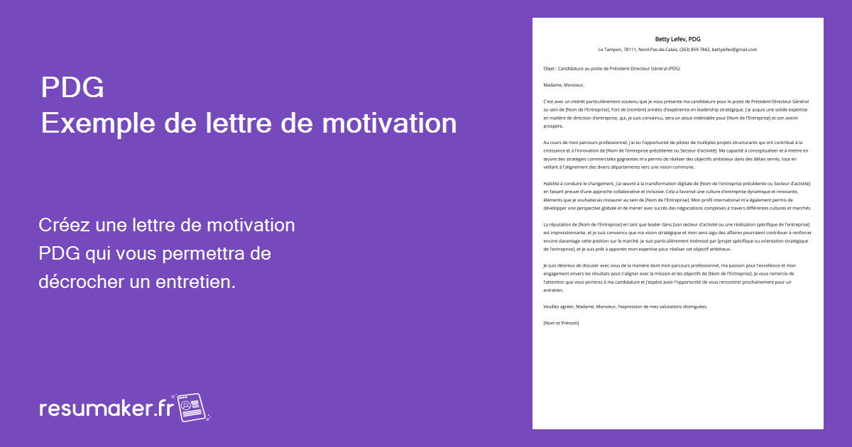 PDG Exemple de lettre de motivation pour 2025