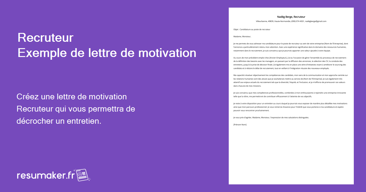Recruteur Exemples de lettres de motivation (modèle et 20+ conseils)